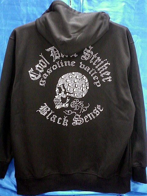 【大きいサイズ】クールドライブストライカー　前開パーカー　スカルラインストーン