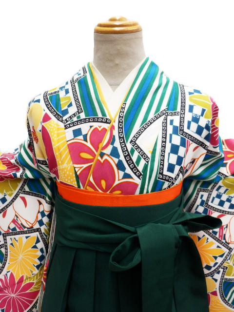 【期間限定特別価格】往復送料無料 全部揃って安心 大学 高校 小学生  2泊3日 卒業式袴 レンタル セット 緑地 No.K-308-S/M/L/