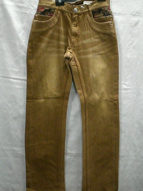 錦　和柄　刺子切替デニムパンツ　NISHIKI