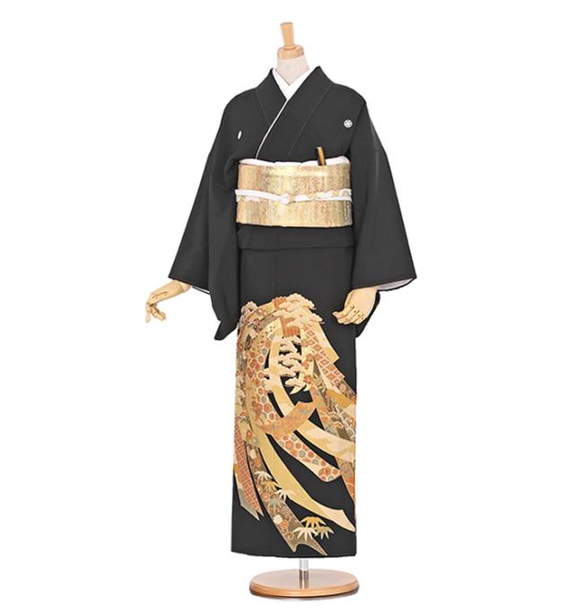 往復送料無料 2泊3日 レンタル 黒留袖 Lサイズ No.0336