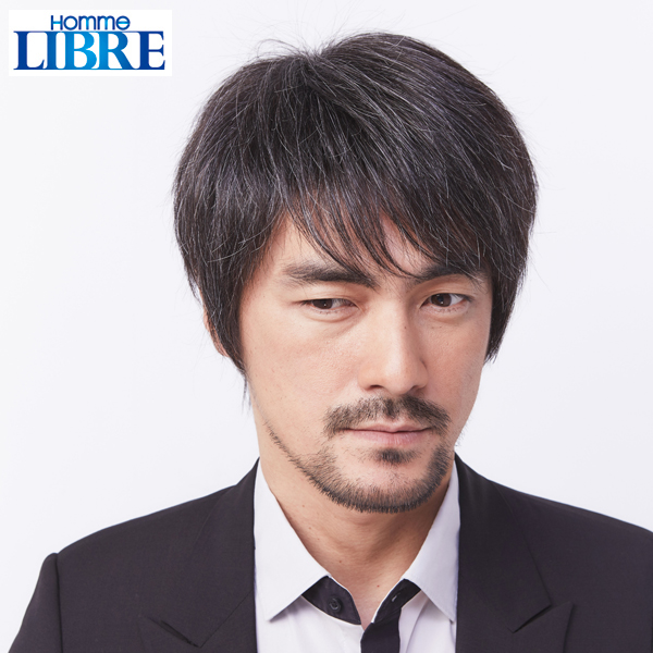 メンズウィッグ「オム・リーブル」ベーシックスタイル03 グレー白髪ミックス (男性用かつら 人毛ミックス 高級ウィッグ 総手植え 白髪交じり)