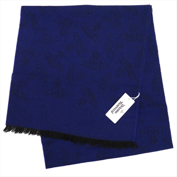 ヴィヴィアン・ウエストウッド マフラー Vivienne Westwood　コレクション ウール100％ DARK BLUE系 10066-GE-K209