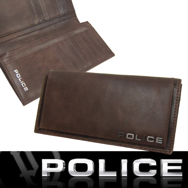 POLICE　ポリス 長財布 牛革 EDGE 本革 レザー財布　折りたたみ　ロングウォレット PA58001 BR ブラウン【送料無料】 母の日 プレゼント ギフト