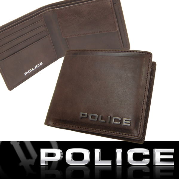 POLICE　ポリス 二つ折り財布 牛革 EDGE 本革 ２つ折り　折りたたみ　レザー財布　PA58000 BR ブラウン 【送料無料】 母の日 プレゼント ギフト