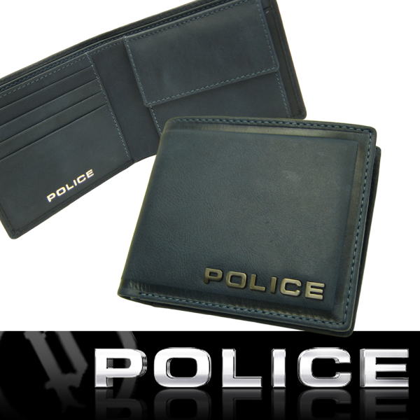 POLICE　ポリス 二つ折り財布 牛革 EDGE 本革 ２つ折り　折りたたみ　レザー財布　PA58000 NV ネイビー【送料無料】 母の日 プレゼント ギフト