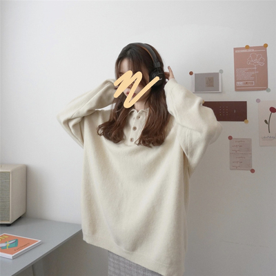 トップス ニット 送料無料 個性 セーター 長袖 プルオーバー ポロカラー かわいい 大人可愛い きれいめ シンプル カジュアル 上品 おしゃれ 主役級 存在感 秋 冬 レトロ ガーリー 抜け感 こなれ感 レディース ママ OL 学生 お出かけ 通勤