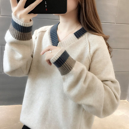 トップス ニット 送料無料 個性的 セーター プルオーバー Vネック 楽ちん 長袖_ かわいい 大人可愛い きれいめ シンプル カジュアル 上品 おしゃれ 主役級 存在感 レトロ ガーリー レディース 秋 冬 ママ OL 学生 通勤 通学 お出かけ