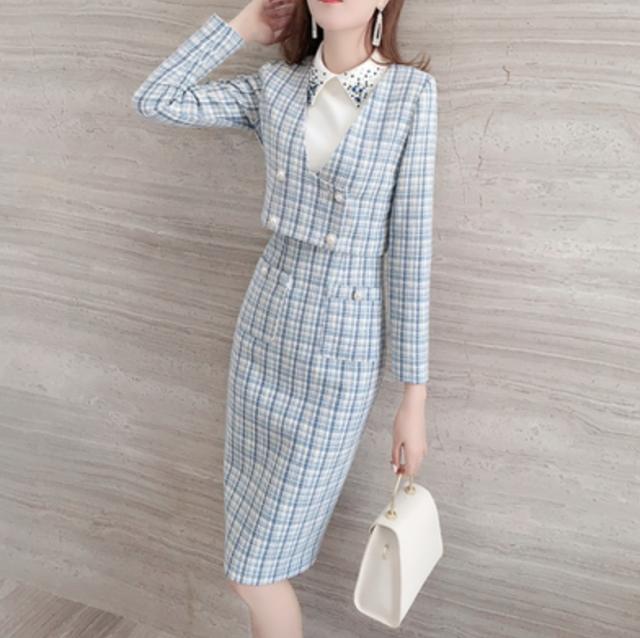 セットアップ ジャケット ワンピース 送料無料 個性的 膝丈 袖あり 長袖 角襟 ドッキング 異素材ミックス スリム タイト 細身 かわいい 大人可愛い ガーリー きれいめ 上品 おしゃれ 主役級 存在感 春 秋 レディース OL デート お出かけ