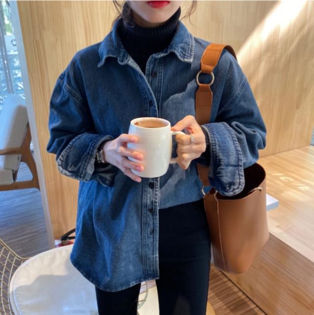 トップス シャツ Gジャン 袖あり 長袖 前開き デニム きれいめ シンプル カジュアル 大人 上品 おしゃれ お洒落 かっこいい レトロ 大人女子 こなれ感 クール モダン 無地 春 秋 冬 10代 20代 30代 40代 50代 60代 レディース デート お出かけ 公園デビュー 女子会 お泊まり