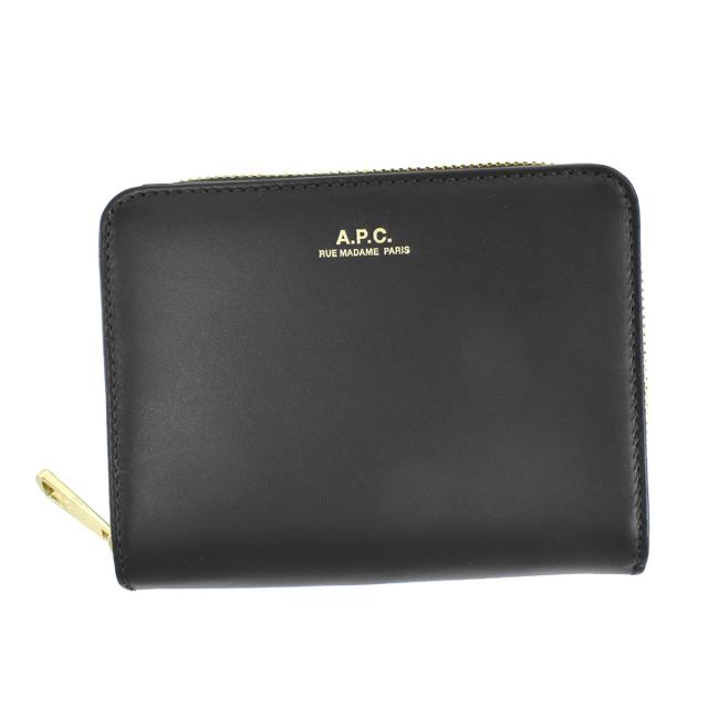 アーペーセー A.P.C. 財布 二つ折り財布 折りたたみ財布 F63029 PXAWV LZZ 牛革 COMPACT EMMANUELLE コンパクト エマニュエル NOIR ブラック APC apc ブランド 使いやすい 本革 レザー 小銭が取り出しやすい おしゃれ 人気 可愛い 機能的 ロゴ 30代 40代 50代 新品