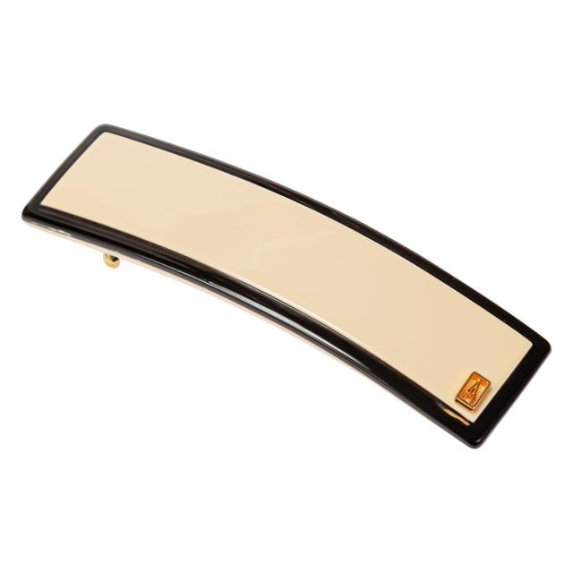 アレクサンドル ドゥ パリ バレッタ AA6-14277-02 リズレ バータイプ 7cm ヘアクリップ 髪留め ベージュ＋ブラック髪どめ 大人かわいい