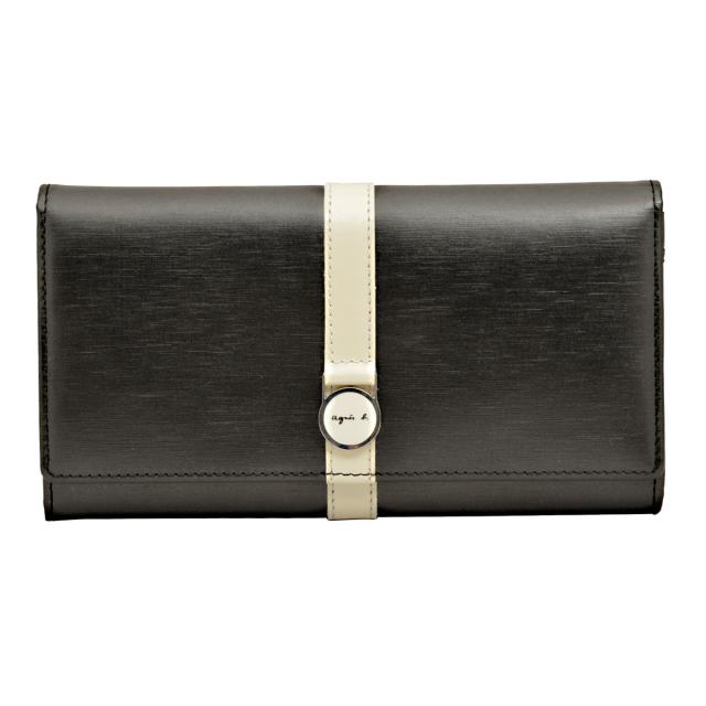 アニエスベー agnes b. アニエスベーボヤージュ 長財布 小銭入れつき 二つ折り長財布 NW01a UIZ-13 12 ブラック+ホワイト 二つ折り長財布