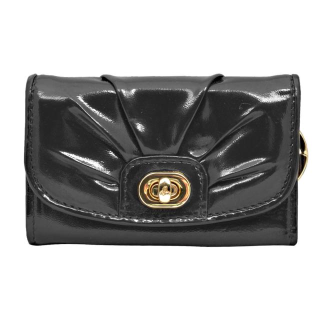 【※アウトレット※】アニエスベー agnes b. キーケース キーリング付き 6連キーケース エナメル ZW15a NMR-12 7 ブラック キーケース 本