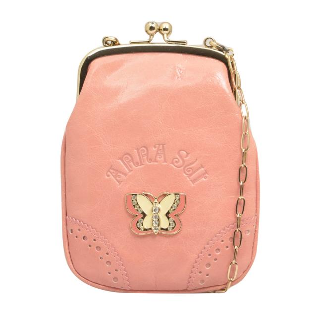 【※アウトレット※】アナスイ ANNA SUI チェーン付き がま口 ミニポーチ ポシェット 小銭入れ 307037 33 ピンク系 斜め掛け ポシェット