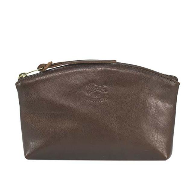 イルビゾンテ IL BISONTE ポーチ C0525 P 869 マルチポーチ 小物入れ MARRONE マローネ ダークブラウン＋チェック柄 ilbisonte マルチケース コンパクト 薄型 本革 レザー ブランド 人気 おしゃれ シンプル メンズ レディース 新生活 誕生日 クリスマス 新品 プレゼント