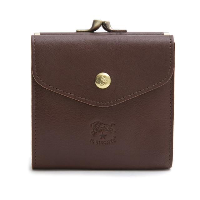 イルビゾンテ IL BISONTE 二つ折り財布 がま口 SMW011 BW129 CLASSIC MEDIUM WALLET クラシック ミディアム ウォレット MARRONE BW129 il bisonte 財布 ケース 本革 ブランド 新生活 二つ折り財布 本革 革小物 ブランド プレゼント 男性