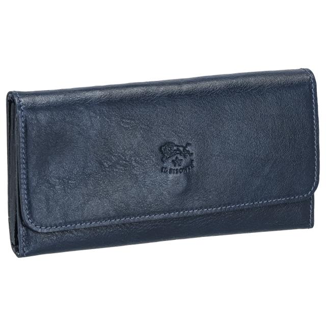 イルビゾンテ IL BISONTE 財布 長財布 フラップ式財布 SCW009 PV0005 BL137 B 三つ折り 折りたたみ 小銭入れ付き 本革 ブルー系 二つ折り