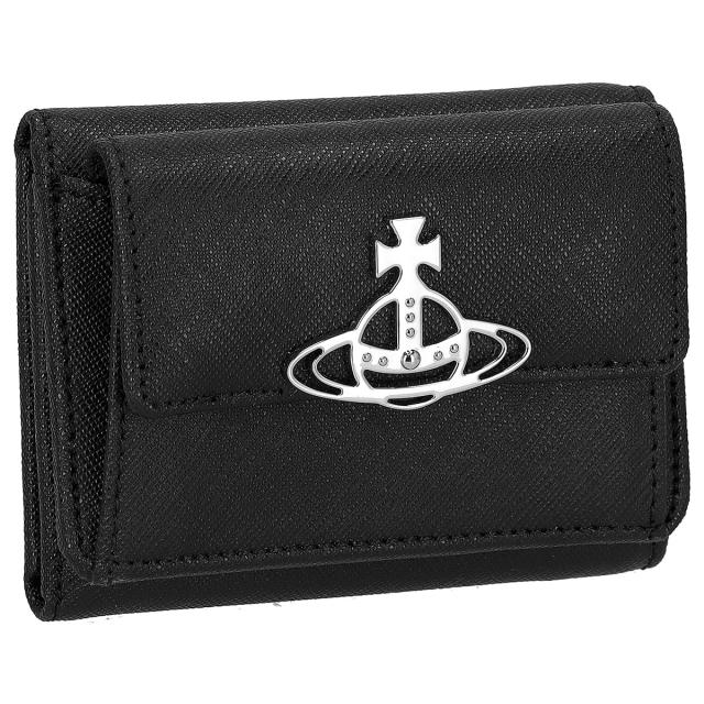 ヴィヴィアンウエストウッド Vivienne Westwood 財布 三つ折り財布 折りたたみ財布 小銭入れ付き 5115002UW-SAFFIANO/BLACK/N401 ミニ財