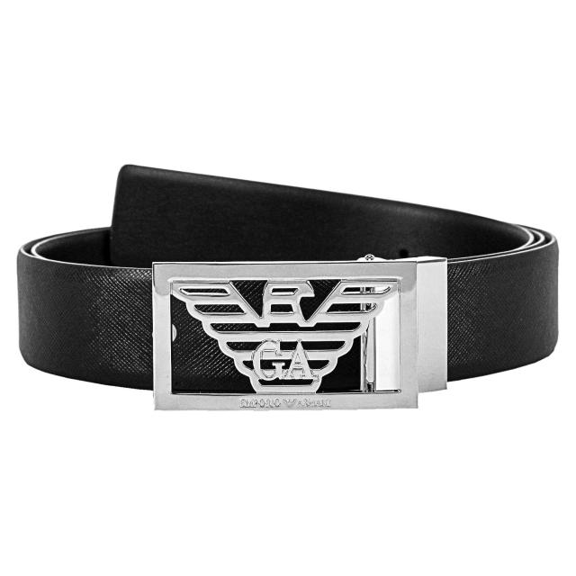 エンポリオアルマーニ EMPORIO ARMANI ベルト Y4S133 YTI7E 88001 ブラック アルマーニ ベルト レザー クリスマス プレゼント 父の日 イーグルロゴ 黒 ビジネス シンプル メンズ 革