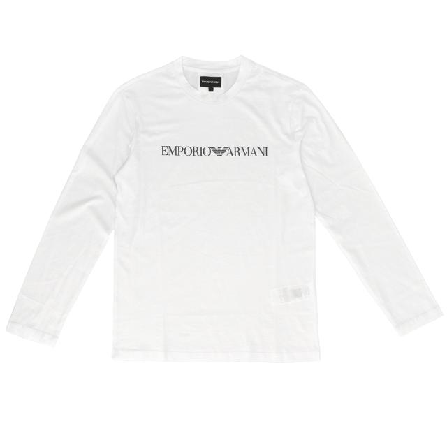 エンポリオアルマーニ EMPORIO ARMANI メンズ ロングスリーブ Tシャツ 長袖カットソー ロンT トップス 8N1TN8 1JPZZ 0146 ホワイト ブラ