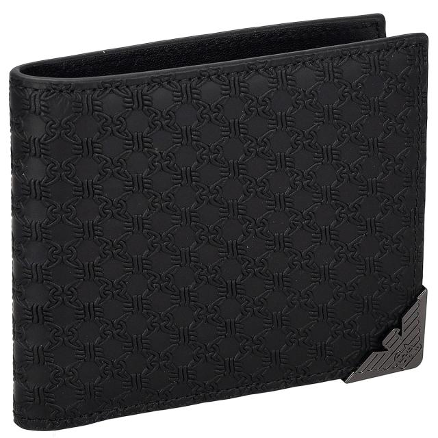 エンポリオアルマーニ EMPORIO ARMANI 財布 二つ折り財布 折りたたみ財布 小銭入れ付き Y4R167-YQ82X 80001 メンズ ブラック 財布 使いや