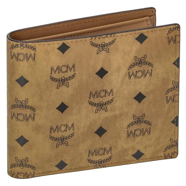 エムシーエム Mode Creation Munich(MCM) 二つ折り財布 小銭入れ付き MXSAAVI01 CO001 メンズ COGNAC ブラック+キャメルブラウン 財布 使