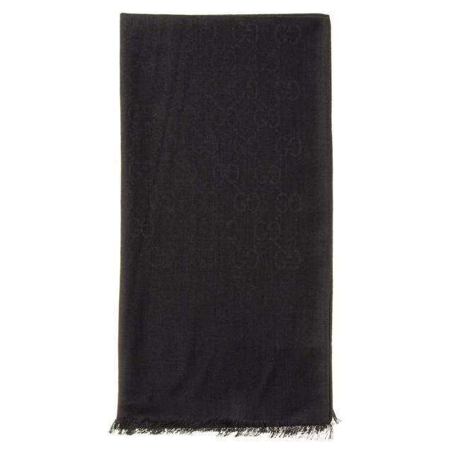 グッチ GUCCI マフラー 165904 3G646 1000 ストール レディース メンズ ウール シルク混マフラー ブラック グッチ マフラー ブランド クリスマス プレゼント ギフト 防寒 首元 暖か マフラー ブランド クリスマス ギフト