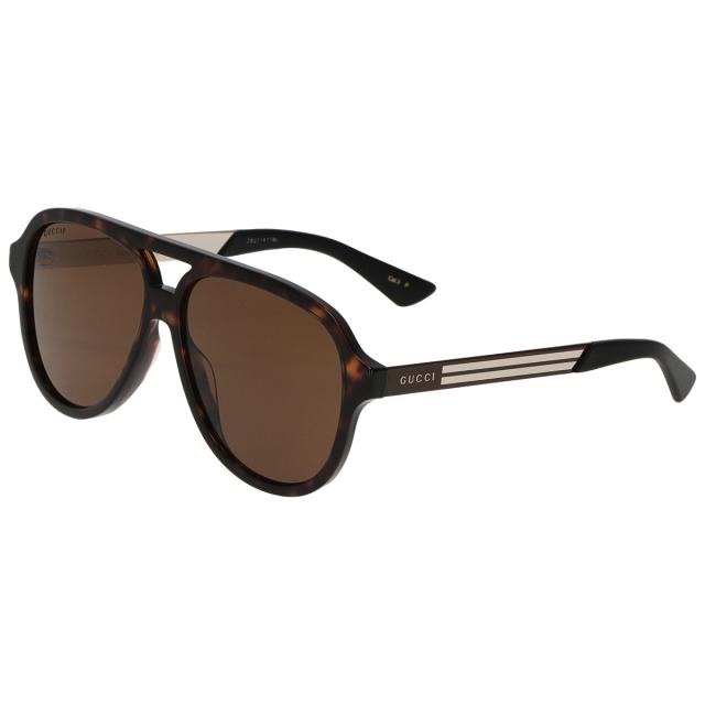 グッチ GUCCI サングラス UVカット GG0688S-002 アイウェア ティアドロップ メンズ シルバー+ブラウン 紫外線対策 サングラス ブランド