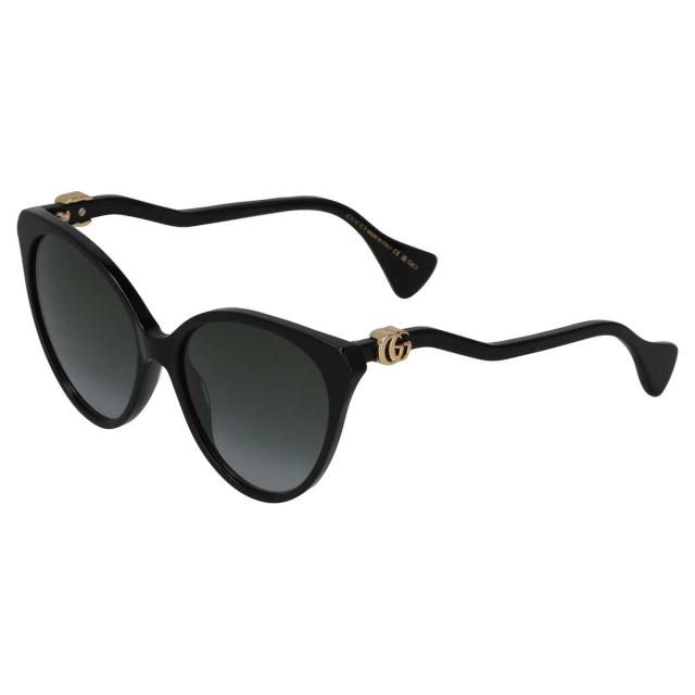 グッチ GUCCI サングラス UVカット GG1011S-001 アイウェア ティアドロップ レディース ブラック+グレー系 紫外線対策 サングラス ブラン