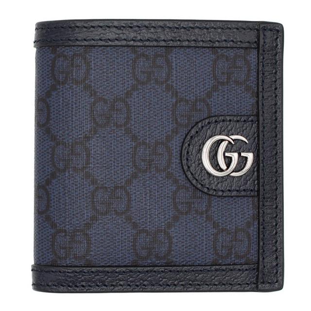 グッチ GUCCI 財布 二つ折り財布 折りたたみ財布 小銭入れなし GGスプリーム キャンバス 732016 UULBN 4055 ダブルG メンズ ダークブルー