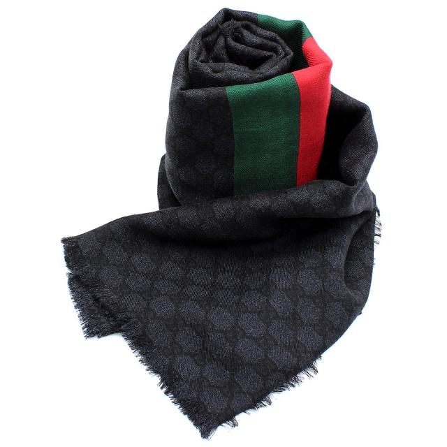 グッチ GUCCI スカーフ ストール ショール 760713 4GAHC 1000 GG メンズ レディース ブラック+レッド+グリーン ストール ブランド 防寒