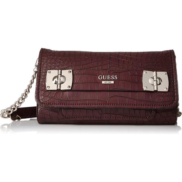 【※アウトレット※】ゲス クラッチバッグ ハンドベルト付き FRANKEE 2way ショルダーバッグ ボルドー CG506727 プレゼント ゲス レディース クラッチバッグ ショルダーバッグ 2Way ボルドー クリスマス ホワイトデー 誕生日