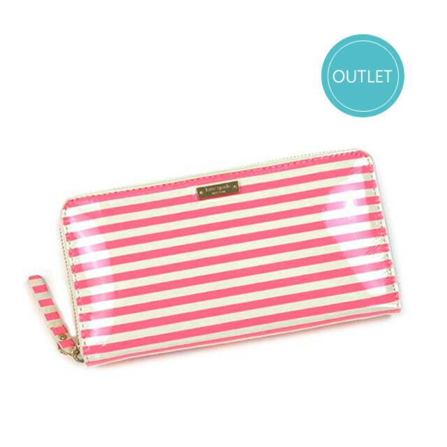 【※アウトレット※】ケイトスペード kate spade NEW YORK 財布 ボーダー柄ラウンドファスナー長財布 PWRU1811 671 二つ折り長財布 ブラ