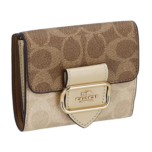 コーチファクトリー COACH FACTORY 財布 二つ折り財布 折りたたみ財布 小銭入れ付き CCQ09 IMXI9 レディース ブラウン+ベージュ 財布 使
