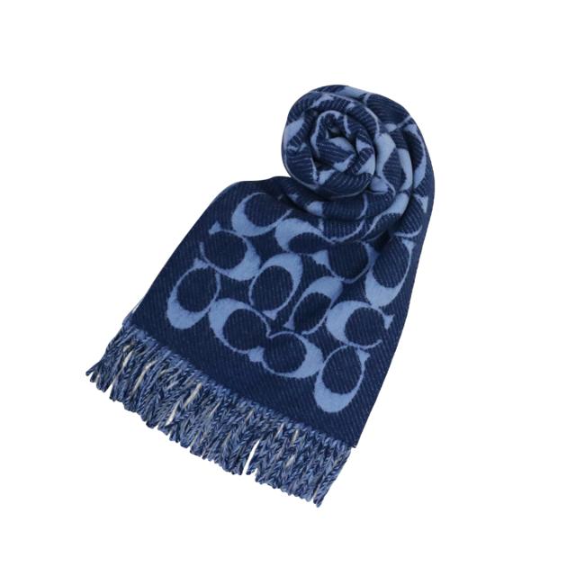 コーチ COACH マフラー ストール ウール COWC540671-415 レディース メンズ ユニセックス ディープブルー マフラー ブランド 防寒 人気