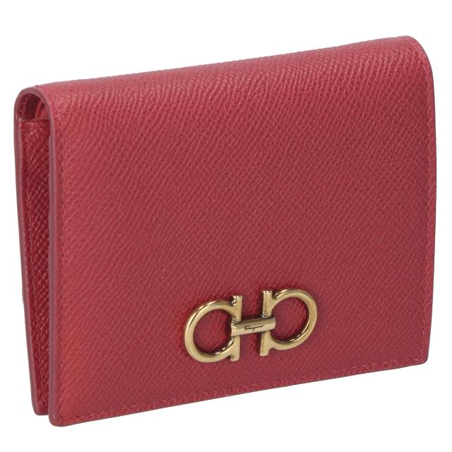 フェラガモ Ferragamo 財布 二つ折り財布 折りたたみ財布 小銭入れ付き 22D780 746643 ガンチーニ LIPSTICK レッド系 財布 使いやすい ブ