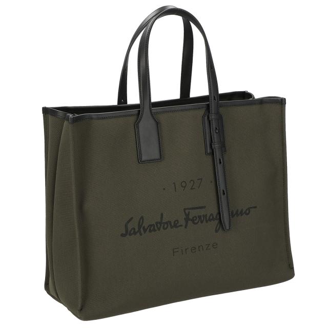 フェラガモ Ferragamo バッグ トートバッグ トート 240842 760250 ロゴ MUSCHIO ブラック+カーキグリーン系 トート 人気 ブランド 使いや