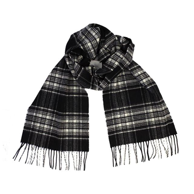 ジョンストンズ JOHNSTONS マフラー WA000016KU0079 タータンチェック スカーフ カシミア メンズ レディース BLACK&WHITE STEWART ブラック＋ホワイト 誕生日プレゼント おしゃれ 贈り物 彼女 彼氏 秋冬 防寒 巻物 バレンタイン クリスマス プレゼント ギフト 羽織