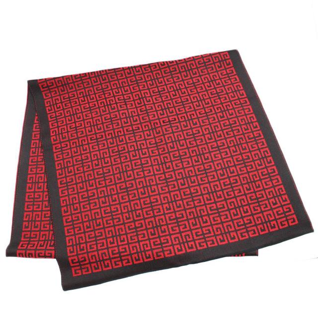 ジバンシィ GIVENCHY マフラー GV4518 J4430 3 4Gロゴ デザイン ウール スカーフ ストール メンズ レディース ブラック＋レッドマフラー