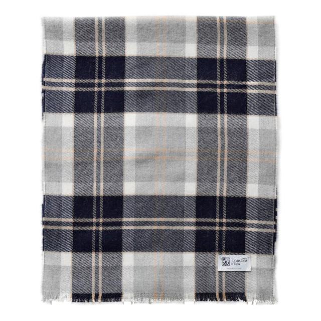 ジョンストンズ Johnstons マフラー WD000446 KU0499 ウール メンズ レディース Silver Bannockbane ネイビー系タータンチェック柄 ジョ