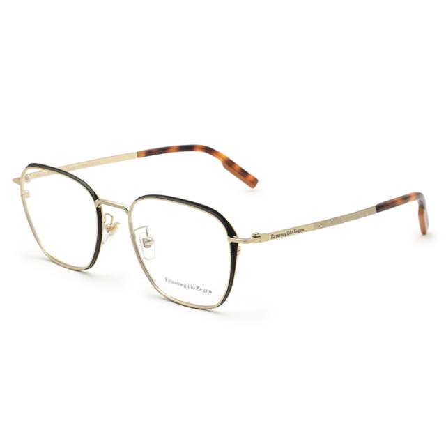 ゼニア ZEGNA メガネ 眼鏡 フレームのみ アジアンフィット EZ5210-D/V 030 52 ウェリントン型 メンズ ゴールド+マットブラック メガネフ