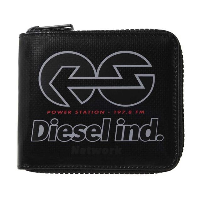 ディーゼル DIESEL 二つ折り財布 X08996 P4635 T8013 HIRESH XS ZIPPI 小銭入れ付き ラウンドファスナー 二つ折り 財布 メンズ ブラック