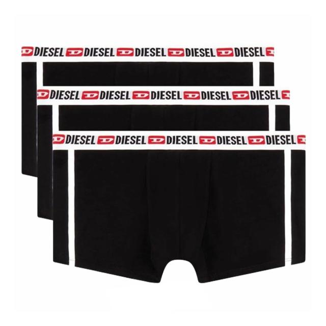 ディーゼル DIESEL ボクサーパンツ 前閉じ 無地 ライン ロゴ コットン 3枚組 セット 男性用 下着 00SAB20AMAL E3784 メンズ ブラック ボ