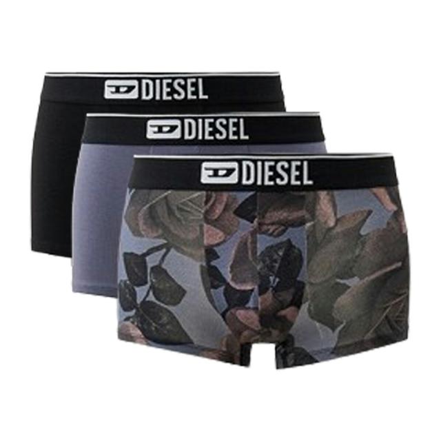 ディーゼル DIESEL ボクサーパンツ 前閉じ 無地 ロゴ コットン 3枚組 セット 男性用 0ST3V0CBDX E7040 メンズ ブルー+グレー ボクサーパ