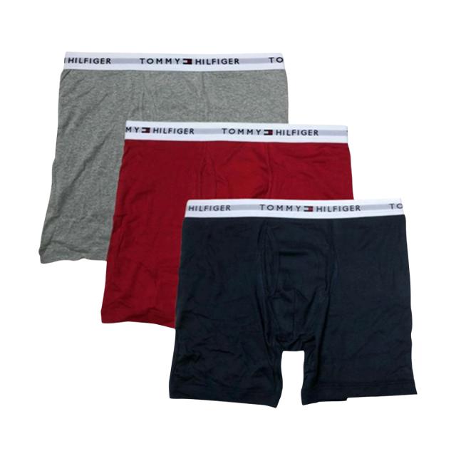 トミーヒルフィガー   ボクサーパンツ 3枚セット お買い得 パック 下着 09TE001 064 メンズ グレー+レッド+ネイビー ボクサ