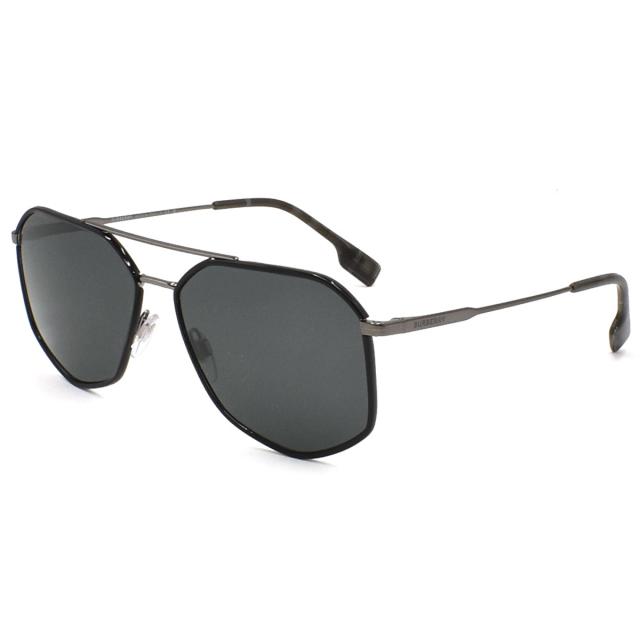 バーバリー BURBERRY サングラス UVカット BE3139 114487 58 ティアドロップ型 メンズ レディース ルテニウム＋ブラック＋ダークグレーサ