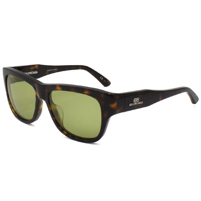 バレンシアガ BALENCIAGA サングラス スマート UVカット BB0211S-002 スクエア型 メンズ レディース ユニセックス ハバナ+グリーン 紫外