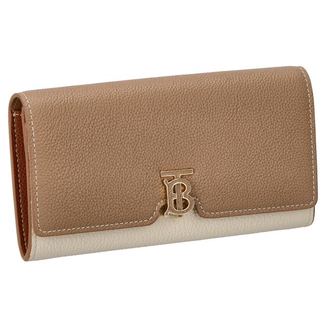 バーバリー BURBERRY 財布 長財布 フラップ式長財布 かぶせ 小銭入れ付き 8059622-A1420 レディース ブラウン+ホワイト 二つ折り長財布