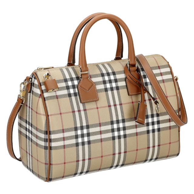 バーバリー BURBERRY バッグ ミニボストン 2WAY ショルダーバッグ 肩掛けバッグ 8071355 A9534 ミディアム チェック ボウリングバッグ ハ