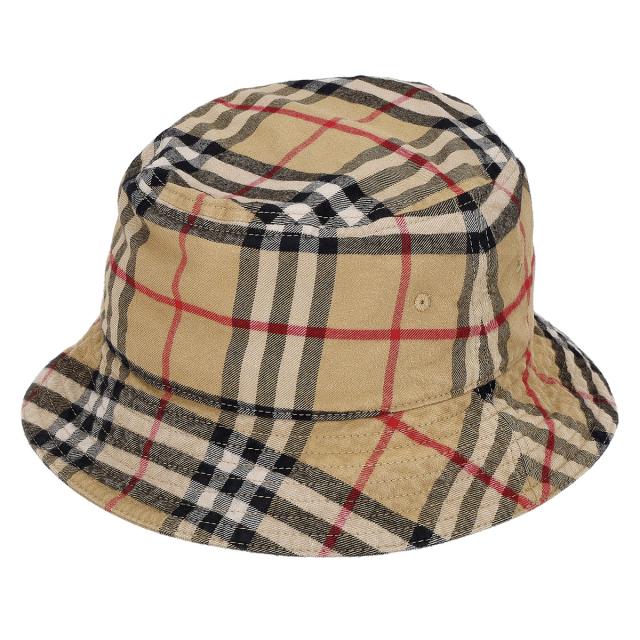 バーバリー BURBERRY 帽子 バケットハット 8075657 A7026 M L レディース メンズ ユニセックス チェック柄 ベージュ系 ハット 日除け 普